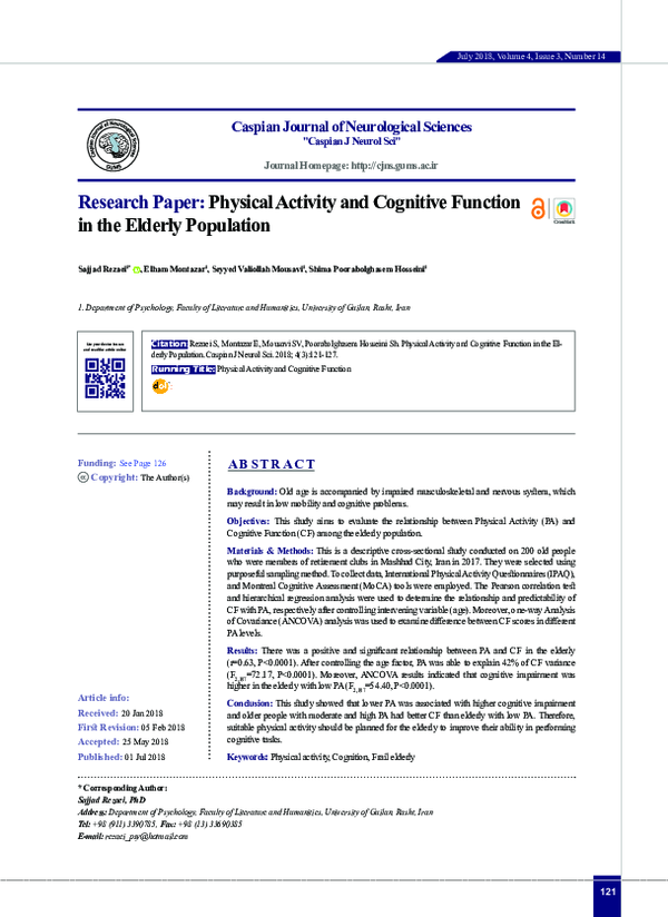 (PDF) Research Paper: Physical Activity and Cognitive Function in the ...