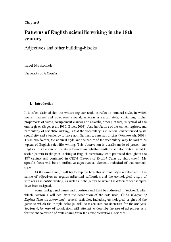 (PDF) Patterns of English Scientific Writing in the 18th Century ...