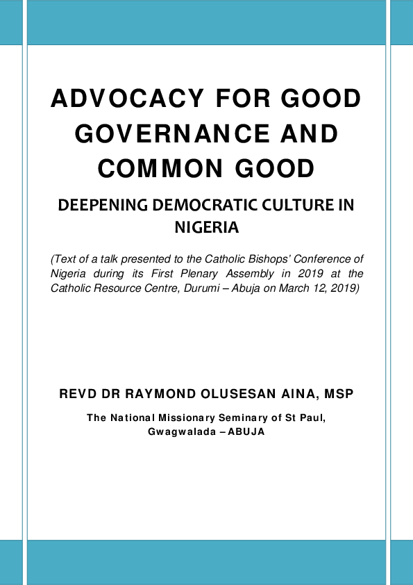 (PDF) ADVOCACY FOR GOOD GOVERNANCE AND COMMON GOOD: DEEPENING ...