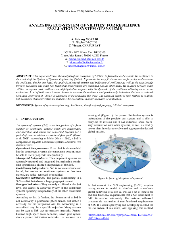 (PDF) ANALYSING ECO-SYSTEM OF '-ILITIES' FOR RESILIENCE EVALUATION IN ...