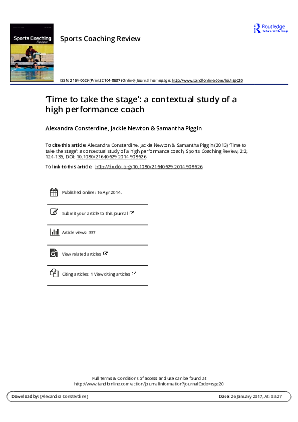 (PDF) Sports Coaching Review 'Time to take the stage': a contextual ...