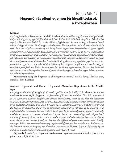 (PDF) Hegemón és ellenhegemón férfibeállítódások a középkorban ...