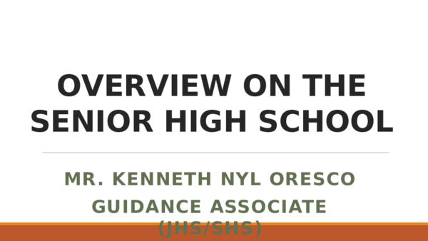 (PPT) Overview of Senior High School Program and Its Implementation