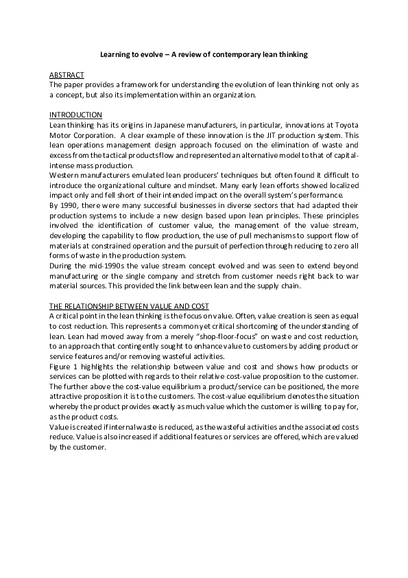 (DOC) Lean Thinking
