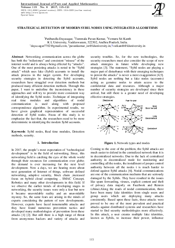 (PDF) STRATEGICAL DETECTION OF MODERN SYBIL NODES USING INTEGRATED ALGORITHMS