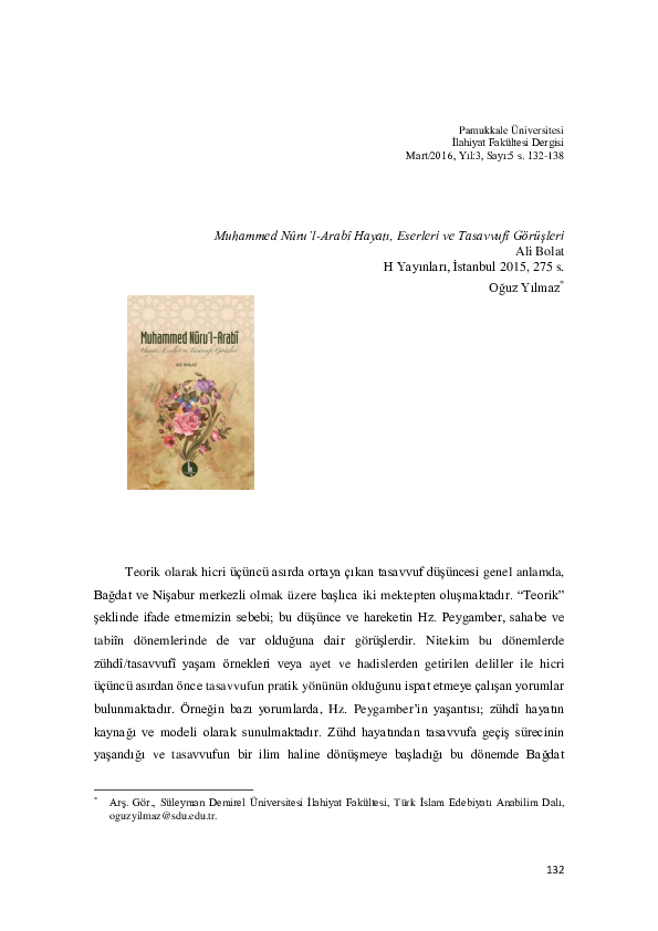 (PDF) "Muhammed Nûru’l-Arabî Hayatı, Eserleri ve Tasavvufî Görüşleri ...