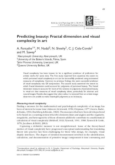 Pdf Predicting Beauty Fractal Dimension And Visual Complexity In Art