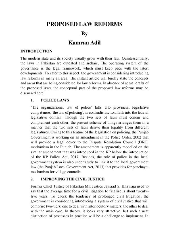 (PDF) PROPOSED LAW REFORMS