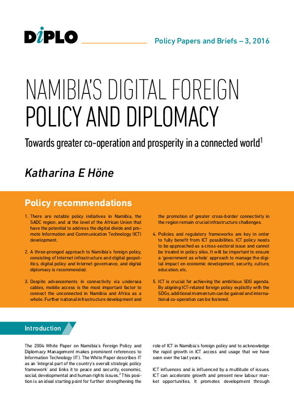 (PDF) Namibia's digital foreign policy and diplomacy (September 2016)