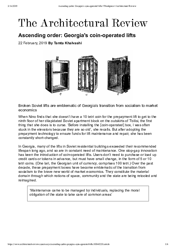 (PDF) Ascending order: Georgia's coin-operated lifts