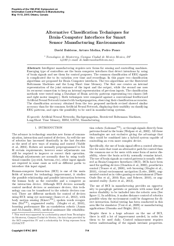 (PDF) Alternative Classification Techniques for Brain-Computer ...