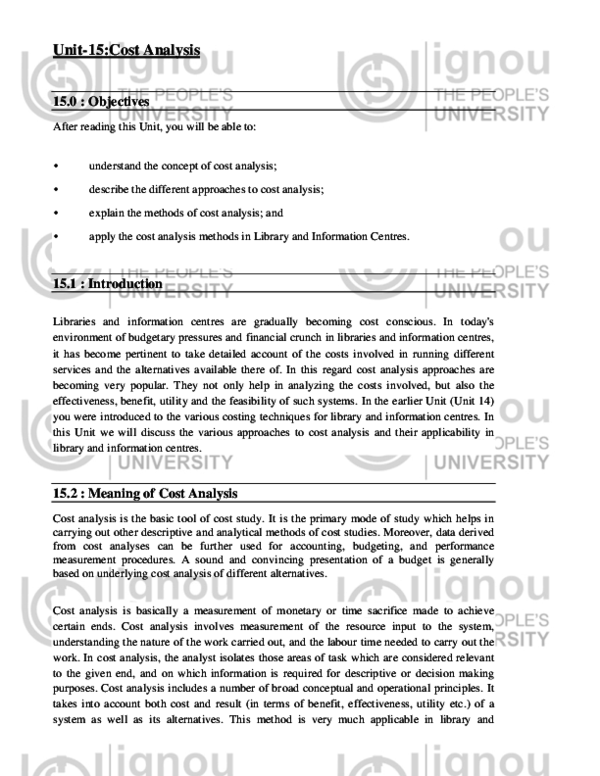 (PDF) Unit-15:Cost Analysis