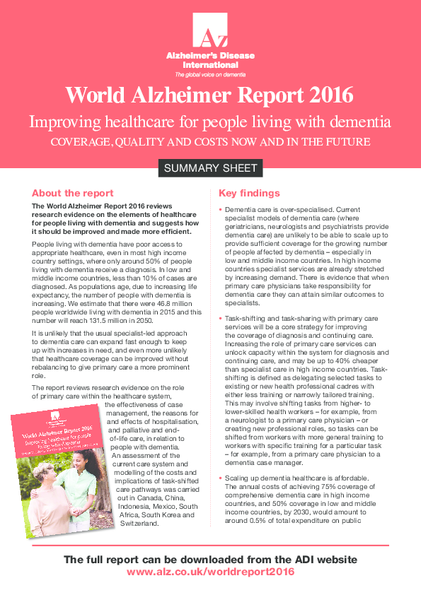 (PDF) World Alzheimer Report 2016 Improving healthcare for people ...