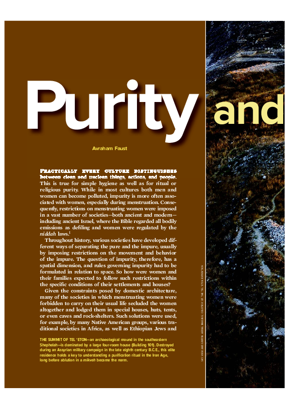 (PDF) Faust, A., 2019, Purity and Impurity in Iron Age Israel, Biblical ...