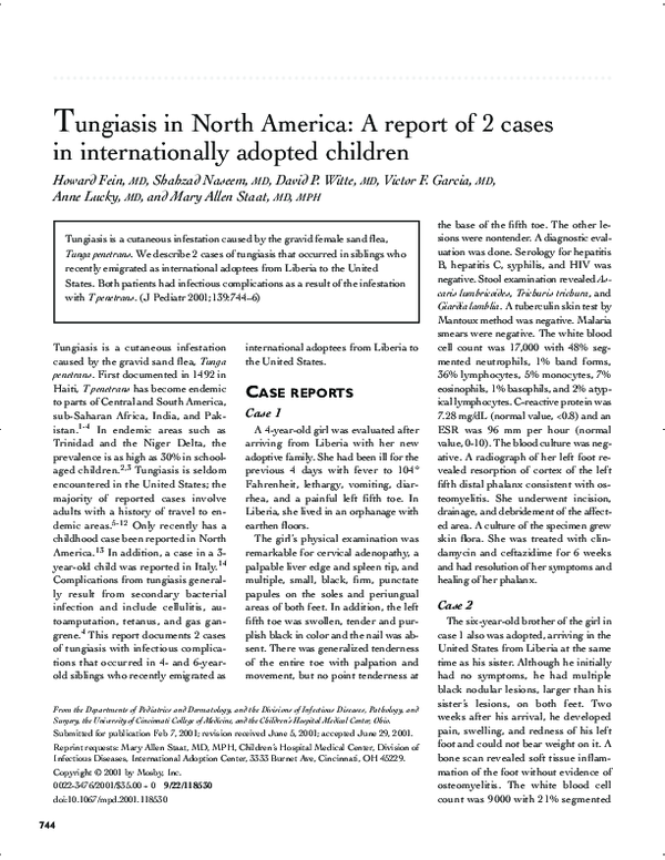 (PDF) Tungiasis in North America: A report of 2 cases in ...