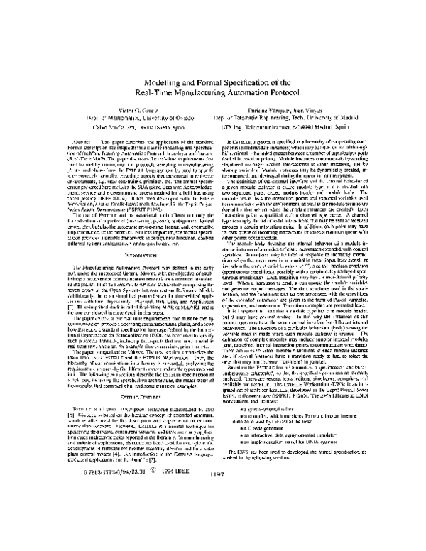 (PDF) Modelling and formal specification of the real-time manufacturing ...
