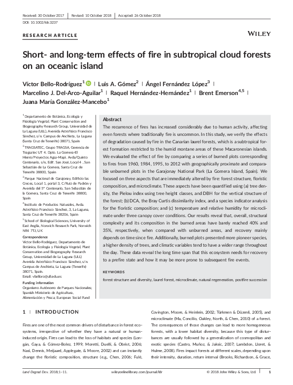 (PDF) Short-and long-term effects of fire in subtropical cloud forests ...