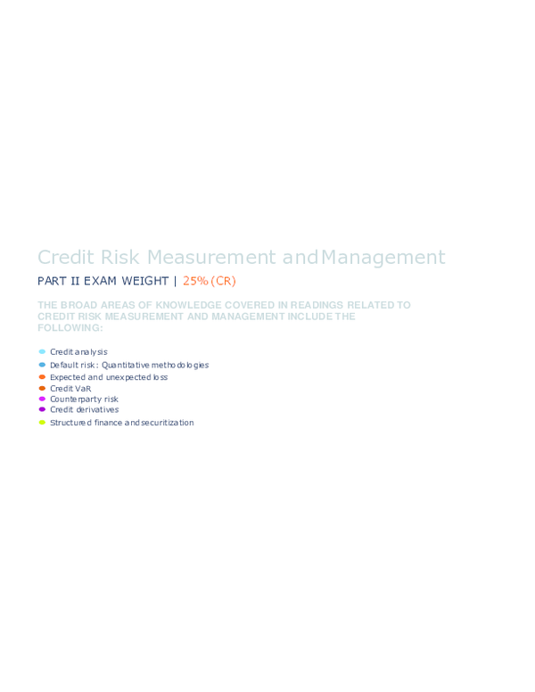 (PDF) Financial Risk Manager (Part - II ) - Credit Risk Measurement and ...