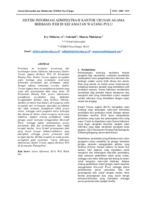 (PDF) Jurnal Informatika dan Multimedia STIMED Nusa Palapa