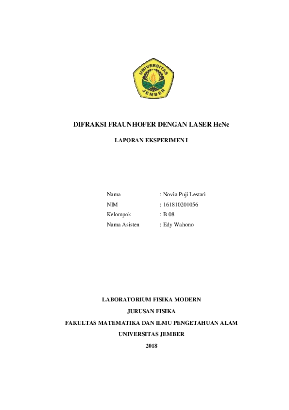 (PDF) DIFRAKSI FRAUNHOFER DENGAN LASER HeNe