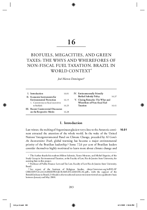 (PDF) BIOFUELS, MEGACITIES, AND GREEN TAXES: THE WHYS AND WHEREFORES OF ...