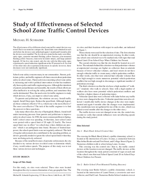 (PDF) Study of Effectiveness of Selected School Zone Traffic Control ...