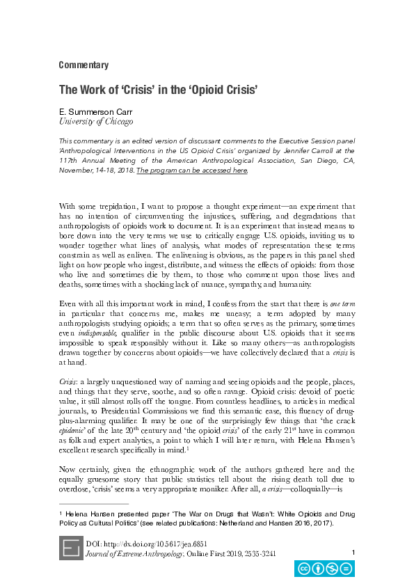 (PDF) The Work of 'Crisis' in the 'Opioid Crisis'