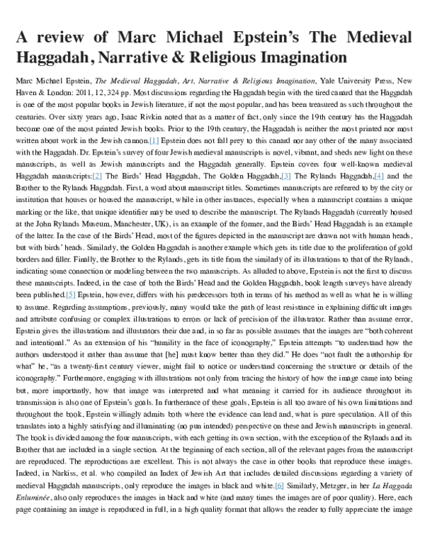 (PDF) A review of Marc Michael Epstein's The Medieval Haggadah ...