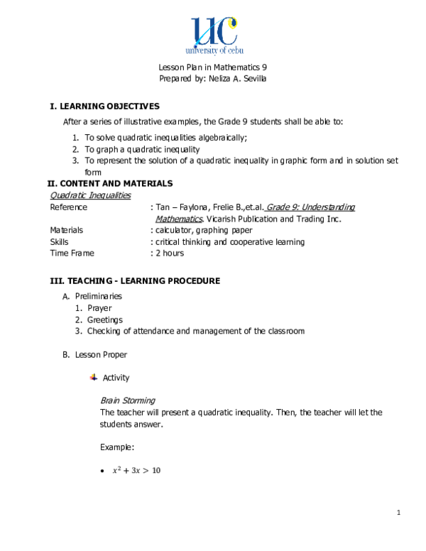 (DOC) Lesson-Plan-in-Grade-9_Quadratic Inequalities_final.docx