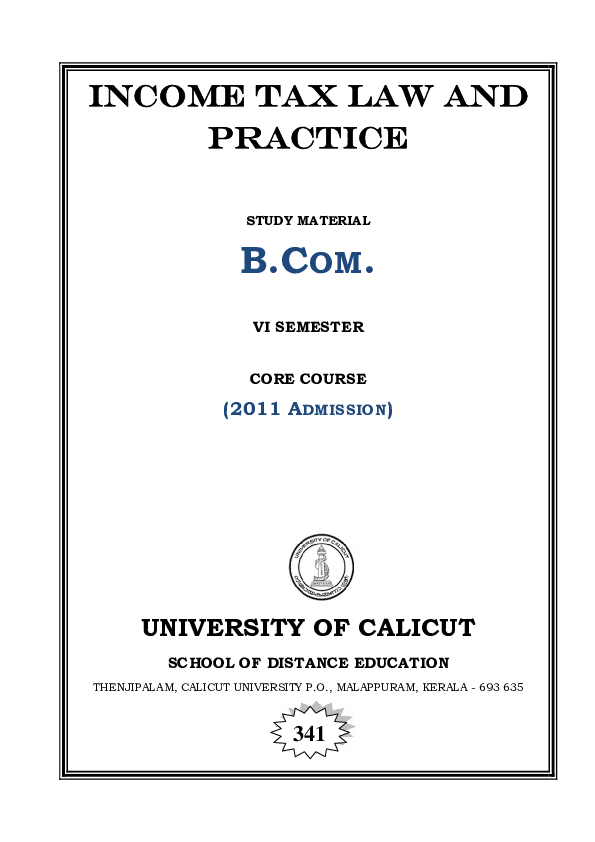 (PDF) VI sem BCom income tax law and practise - Copy