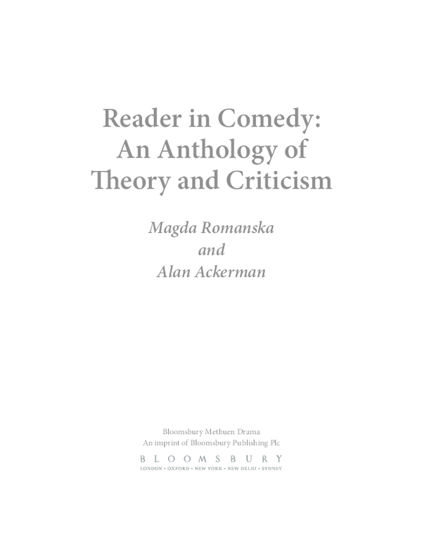 (PDF) Introduction to Reader in Comedy: An Anthology of Theory and ...