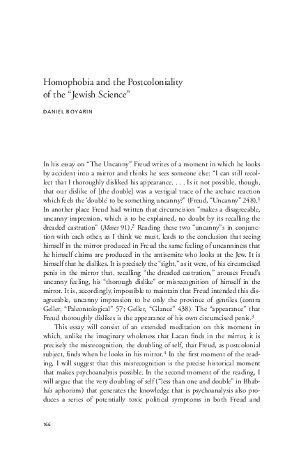 (PDF) Daniel Boyarin, “Homophobia and the Postcoloniality of the ...