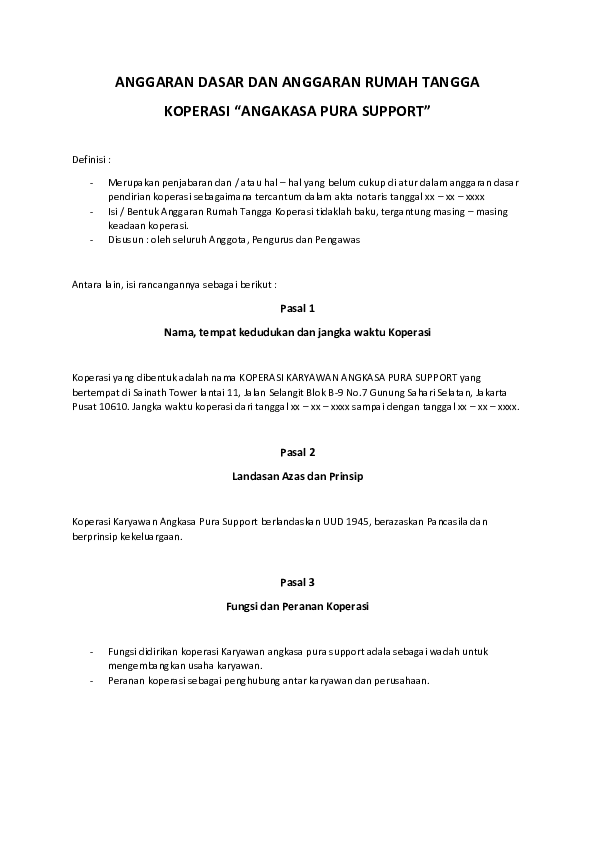 (DOC) ANGGARAN DASAR DAN ANGGARAN RUMAH TANGGA