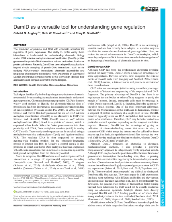 (PDF) DamID as a versatile tool for understanding gene regulation