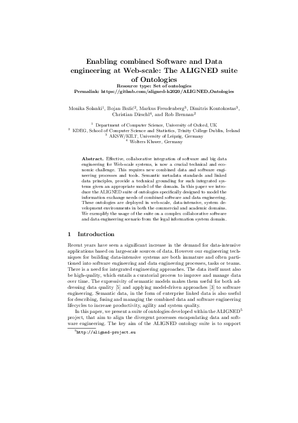 (PDF) Enabling combined Software and Data engineering at Web-scale: The ALIGNED suite of Ontologies