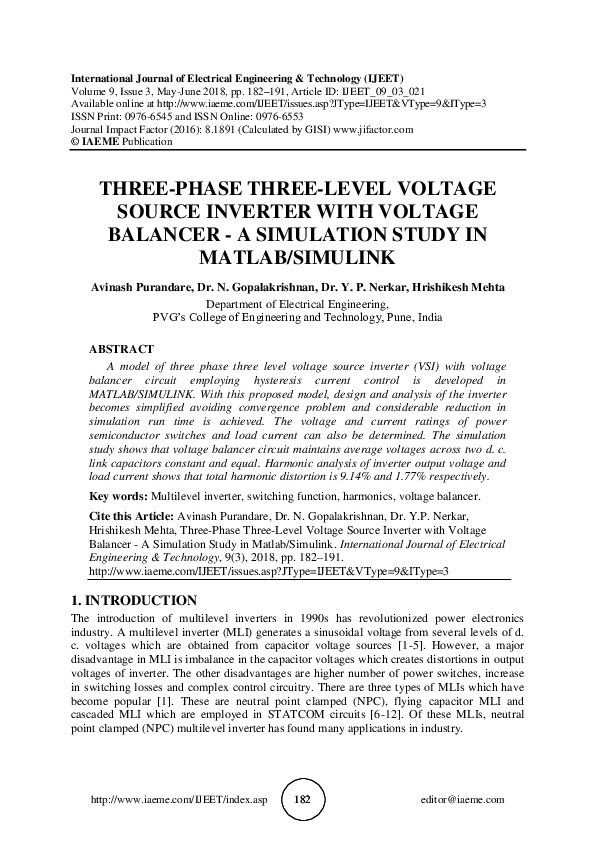 (PDF) THREE-PHASE THREE-LEVEL VOLTAGE SOURCE INVERTER WITH VOLTAGE ...