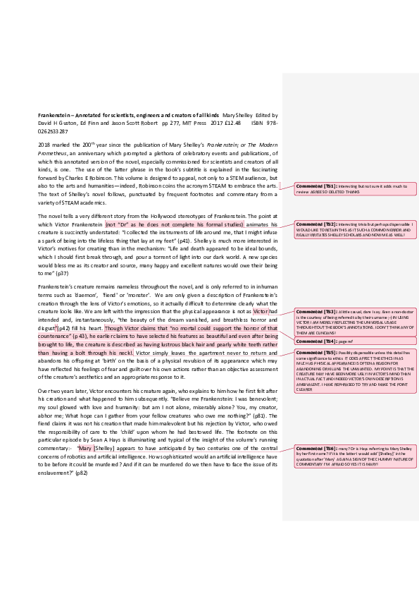 (DOC) Frankenstein - Annotated for Scientists, Engineers and Creators ...