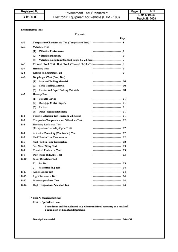 (PDF) Environmental tests Contents
