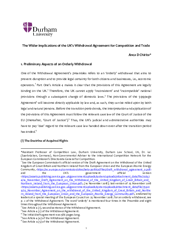 (PDF) The Wider Implications of the UK's Withdrawal Agreement for ...