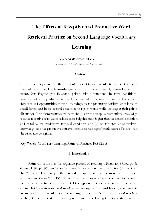 (PDF) The Effects of Receptive and Productive Word Retrieval Practice ...