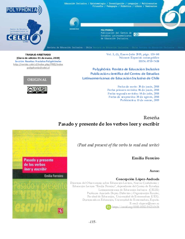 (PDF) Reseña. Pasado y presente de los verbos leer y escribir