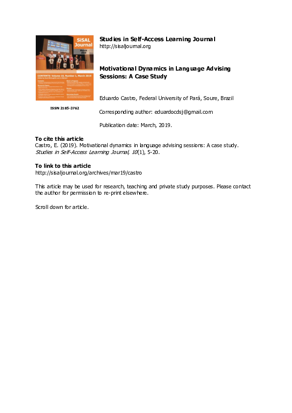 (PDF) Motivational dynamics in language advising sessions: A case study