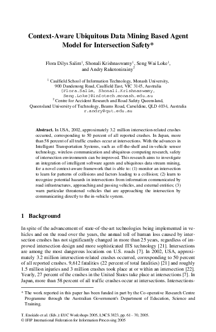 (PDF) Context-Aware Ubiquitous Data Mining Based Agent Model for Intersection Safety