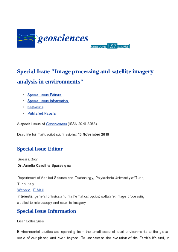 Pdf Satellite Imagery Processing In Environment Analysis