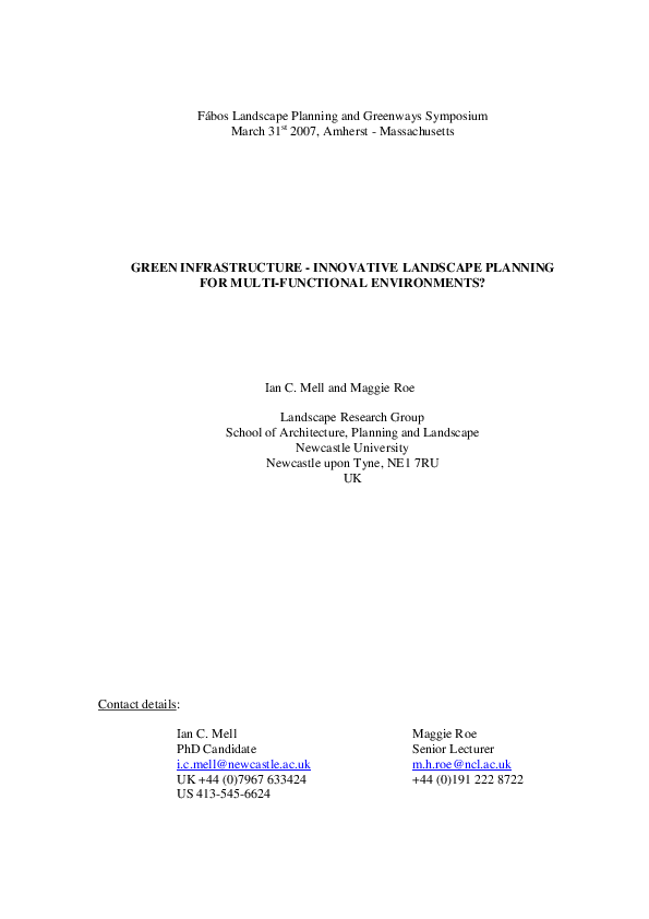 (PDF) GREEN INFRASTRUCTURE - INNOVATIVE LANDSCAPE PLANNING FOR MULTI ...