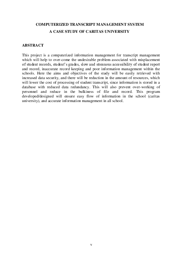 (DOC) COMPUTERIZED TRANSCRIPT MANAGEMENT SYSTEM CHAPTER ONE.docx