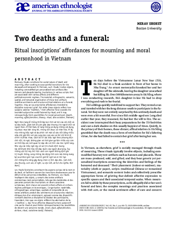 (PDF) Two Deaths and a Funeral: Ritual inscriptions’ affordances for ...