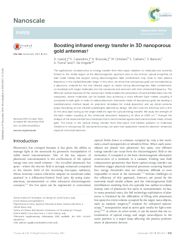 (PDF) Boosting infrared energy transfer in 3D nanoporous gold antennas ...