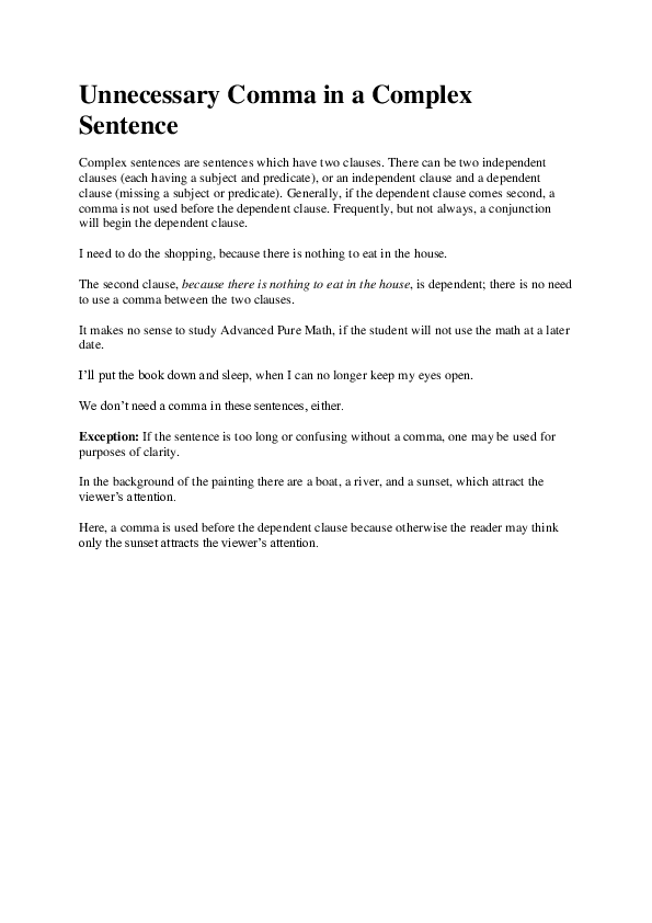 (DOC) Unnecessary Comma in a Complex Sentence.docx