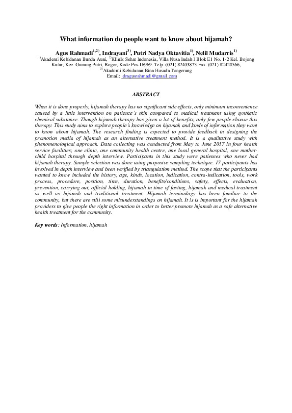 (PDF) What information do people want to know about hijamah [Apa yang ...